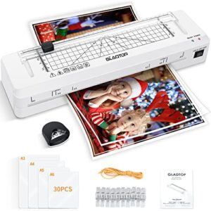 laminator a3, laminator machine 13 inches with 30pcs laminating sheets, 70s quick warm-up cold and thermal laminator kit build in paper trimmer and corner rounder for home school office use