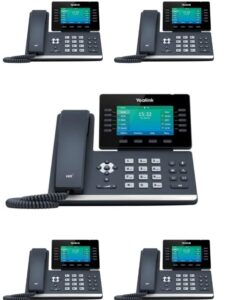 yealink sip-t54w ip phone [5 pack] 16 voip accounts. 4.3-inch color display. usb 2.0, 802.11ac wi-fi, dual-port gigabit ethernet, 802.3af poe, power adapter not included (sip-t54w)