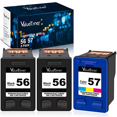 Valuetoner Remanufactured Ink Cartridge Replacement for HP 56 & 57 C9321BN C6656AN C6657AN for Deskjet 5850 5650 5150, Photosmart 7150 7260 7350 7960, PSC 2510 Printer (2 Black, 1 Tri-Color, 3 Pack)