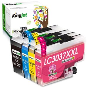 kingjet compatible ink cartridge replacement for brother lc 3037 xxl lc3039 (bk/c/m/y) use for mfc-j5845dw mfc-j5945dw mfc-j6545dw mfc-j6945dw inkjet printers for brother lc 3037xxl lc3037