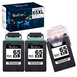 valuetoner remanufactured ink cartridges replacement for hp 65xl 65 xl n9k04an for envy 5055 5052 5058 deskjet 2655 3755 3720 3722 3723 3752 3758 2652 2624 printer(3 black+ 1 reusable printhead)