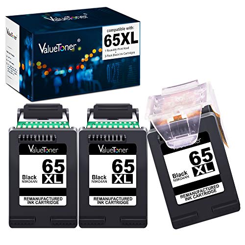 Valuetoner Remanufactured Ink Cartridges Replacement for HP 65XL 65 XL N9K04AN for Envy 5055 5052 5058 DeskJet 2655 3755 3720 3722 3723 3752 3758 2652 2624 Printer(3 Black+ 1 Reusable Printhead)