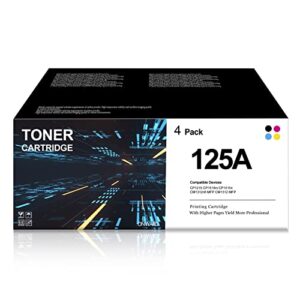 125a toner cartridges 4-pack (black/cyan/magenta/yellow) – owrd compatible 125a cb540a cb541a cb542a cb543a toner replacement for hp cp1215 cp1518ni cp1515n cm1312nfi mfp cm1312 mfp printer