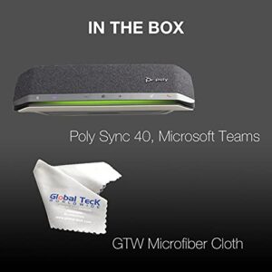 Poly Sync 40 Teams USB-A & USB-C Speakerphone - for Streaming Voice, Video, Distance Learning, Remote Work, School, Conferencing Apps - Zoom, Webex, Meet, Team, Global Teck Bundle Microfiber