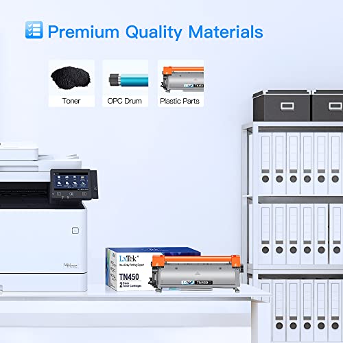 LxTek Compatible Toner Cartridge Replacement for Brother TN450 TN420 TN 450 to use with HL-2270DW MFC-7360N MFC-7860DW MFC-7460DN MFC-7460DN DCP-7065DN (2 Black)