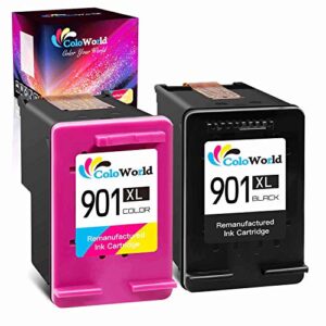 coloworld remanufactured 901 ink cartridge replacement for hp 901 xl combo pack work with officejet j4550 j4680 4500 j4580 j4540 j4500 j4680c g510a g510b g510g g510h g510n printer (1 black 1 color)