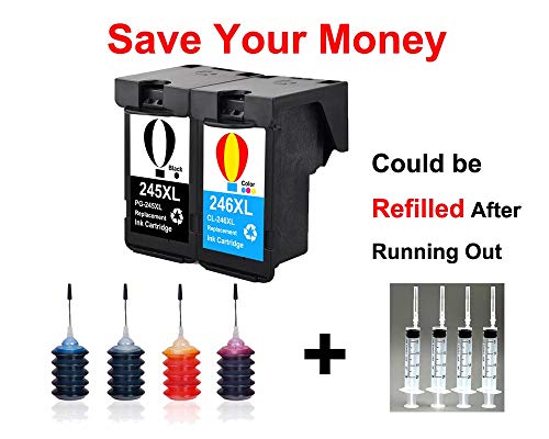 A1INK Refilled PG 245XL CL 246XL PG 243XL CL 244XL Ink Cartridge Replacement for Canon PIXMA TS202 TS302 IP2820 MG2555 TS3120 MG3020 MG2420 MG2922 MG3022 MG2520 MG3029 2924 2520 2525 TR4520 Printer