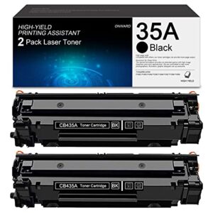 35a toner cartridge cb435a black – (high yield ) onwa 2-pack compatible 35a cb435a toner cartridge replacement for hp p1006 p1002 p1003 p1004 p1005 p1007 p1008 p1009 printer