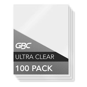 gbc thermal laminating sheets / pouches, letter size, 3 mil, ultra clear, 100/box (3745022)