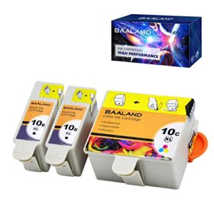 baaland compatible kodak 10xl 10b 10c combo ink cartridges 3 pack (2 black, 1 color) use for kodak printer esp3250 esp5250 5100 5300 5500 6150 esp3 esp5 esp7 esp9 hero 7.1, 9.1