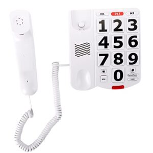 Yopay Amplified Single Line Corded Desk Telephone, Large Buttons Phones for Seniors, Extra Loud Ringer Desk Phone Easy to Read, White, Elderly Friendly