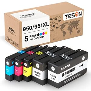 tesen (950 951) compatible 950 951 xl ink cartridge replacement for hp 950xl 951xl use with hp officejet pro 8610 8600 8100 8620 8630 8640 8660 8615 8625 251dw 271dw 276dw printer, 5 pack color set