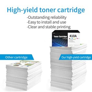 410A 410X Standard Yield Toner: 4-Pack Compatible for HP 410A CF410A CF410X Cartridge for Color Pro MFP M477FNW M477FDN M477FDW M452DN M452DW M452NW MFPM377DW M377DW Printer(Black Cyan Yellow Magenta)