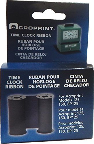 Acroprint 20-0106-006 Replacement Ribbon for Acroprint Model 125 and Model 150, Black Time Clock