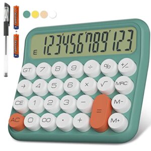 mechanical calculator 12 digit extra large 5-inch lcd display, decklit battery desk calculator, big buttons easy to press use as office calculators desktop, 15°tilt screen for kids calculator(green)