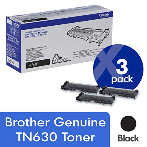 Brother Genuine TN630 3-Pack Standard Yield Black Toner Cartridge with Approximately 1,200 Page Yield/Cartridge