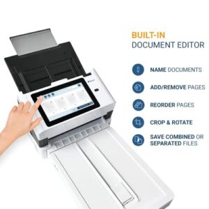 Raven Pro Max Document Scanner - Huge Touchscreen, High Speed Color Duplex Feeder (ADF) + Flatbed Combo, Wireless Scan to Cloud, WiFi, Ethernet, USB, Home or Office Desktop