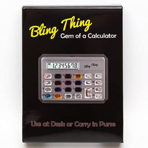 Gemstone Pocket Calculator | Silver | Compact | Cute Fun Charming | Large Colorful Crystal Bling Buttons