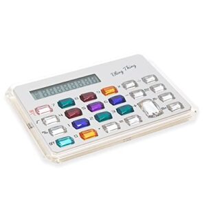 Gemstone Pocket Calculator | Silver | Compact | Cute Fun Charming | Large Colorful Crystal Bling Buttons