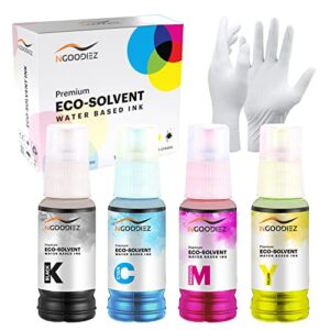 ngoodiez eco solvent ink auto-fill water based ink, conversion kit refill ink for epson ecotank & workforce printers – ideal for htv, vinyl stickers, decals, t-shirts, mugs (1b/1c/1m/1y, 4x70ml)