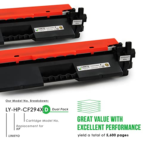 LINKYO Compatible Toner Cartridge Replacement for HP 94X CF294X (High Yield, Black, 2-Pack)