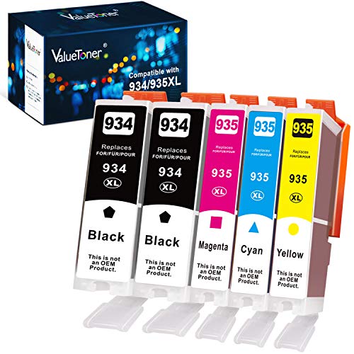 Valuetoner Compatible Ink Cartridge Replacement for HP 934 XL and 935 XL Ink cartridges for OfficeJet Pro 6812 6815 6830 6230 6835 6820 6220 Printer (2 Black 1 Cyan 1 Magenta 1 Yellow, 5-Pack)