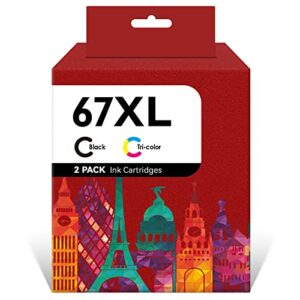 toner kingdom remanufactured 67 xl ink cartridges replacement for hp ink 67 67xl black color combo pack for envy 6000 6055 6055e 6052 6058 envy pro 6455 6455e deskjet 2755e 2755 4140 4155e printer