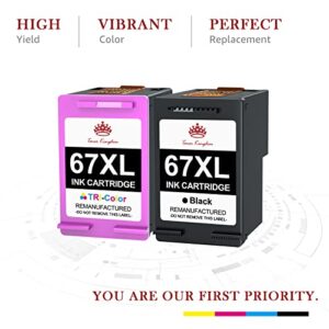 Toner Kingdom Remanufactured 67 XL Ink Cartridges Replacement for HP Ink 67 67XL Black Color Combo Pack for Envy 6000 6055 6055e 6052 6058 Envy Pro 6455 6455e Deskjet 2755e 2755 4140 4155e Printer