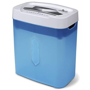 aurora au1232xa anti-jam 12-sheet crosscut paper/ credit card shredder with 5.2-gallon wastebasket (white/ semi translucent blue)