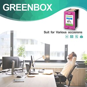 GREENBOX Remanufactured Ink Cartridge Replacement for HP 67 67XL for DeskJet 2732 2755 Envy 6052 6058 6075 DeskJet Plus 4152 4155 4158 (1 Tri-Color)