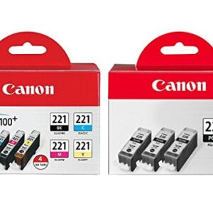 Canon CLI-221 Four-Color Ink Tank Pack + Canon PGI-220 Black Ink Tank 3-Pack