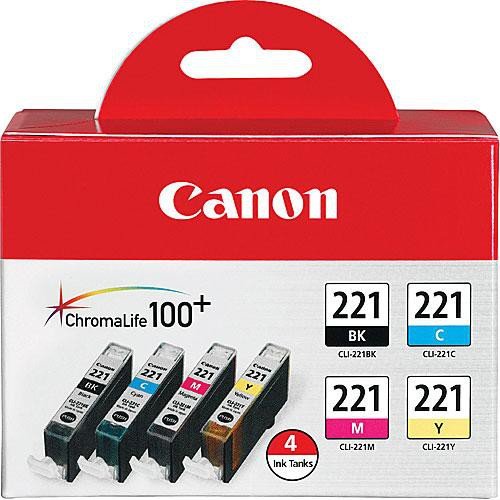 Canon CLI-221 Four-Color Ink Tank Pack + Canon PGI-220 Black Ink Tank 3-Pack