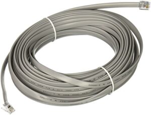 c2g 08115 rj12 6p6c straight modular cable, telephone cable, 50 feet (15.24 meters), silver