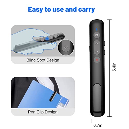 Wireless Presentation Clicker, 2 in 1 USB Type C Powerpoint Clicker with Laser Pointer, Clicker for Powerpoint Presentation Remote PPT PowerPoint Clicker for Mac,Computer, Keynote,Laptop