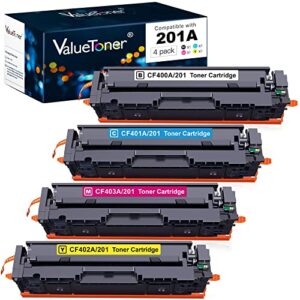 valuetoner compatible toner cartridge replacement for hp 201a 201x cf400x cf400a cf401a cf402a cf403a for color pro mfp m277dw m252dw m277c6 m277n m277 m252n printer(black, cyan, magenta, yellow)