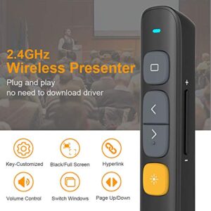 NORWII N29 Wireless Presenter with 300 FT Long Range, 2.4GHz Presentation Clicker for Presentation Remote Powerpoint Clicker Slide Advancer Supports Hyperlink/Volume/Mac/Key-Customized