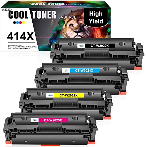 Cool Toner Compatible 414X Toner Cartridge Replacement for HP 414X 414A 414 W2020X Work with Color Pro MFP M479fdw M454dw M479fdn M454dn M479 Laser Printer Ink (Black Cyan Magenta Yellow, 4-Pack)