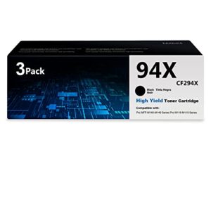 high-yield 94x black toner cartridges (3-pack) – eaxic cf294x high yield toner cartridge compatible replacement for hp pro m118dw; pro mfp m148dw, m148fdw, m149 printer, cf294x