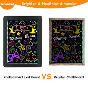 Led Magic Glow Board , 16’’x 12’’Illuminated Erasable Neon Effect Sign Board Tablet Pad with 10 Fluorescent Chalk Markers, Perfect for Christmas Gift/ Shop/Cafe/Bar/Menu/Wedding/Decoration/Promotion