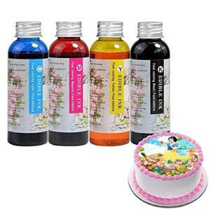 topwang 4 colors 100ml/bottle food grade bakey ink refillable for canon pgi-250 pgi270 pgi-280 ink cartridges ca ke ink c ake maker print on sugar paper/frosting icing sheet, black,cyan,mageta,yellow