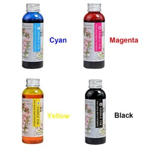 Topwang 4 Colors 100ML/Bottle Food Grade Bakey Ink refillable for Canon PGI-250 PGI270 PGI-280 Ink Cartridges Ca ke Ink C AKE Maker Print on Sugar Paper/Frosting Icing Sheet, Black,Cyan,Mageta,Yellow