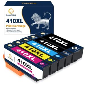 colorking remanufactured 410 ink cartridges for epson t410 410xl ink for expression xp7100 ink cartridges xp-630 xp-7100 xp-830 xp-640 printer (1 black, 1 cyan, 1 magenta, 1 yellow, 1 photo black)