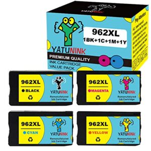 yatunink remanufactured ink cartridge replacement for hp 962xl ink cartridges combo pack 962xl black 962 xl color ink cartridges for hp officejet pro 9010 9012 9015 9018 9020 9025 printer ink (4pack)