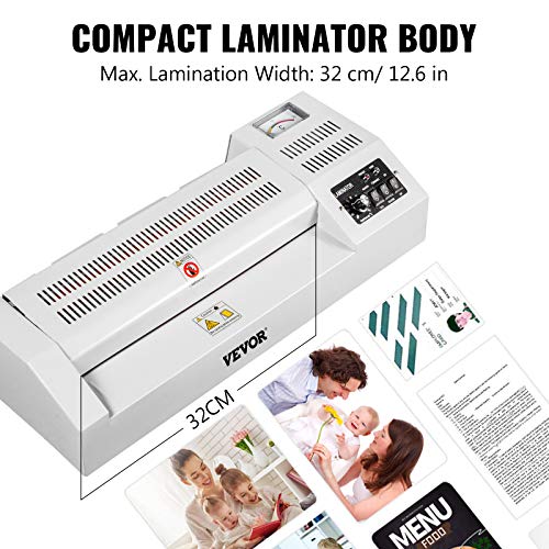 VEVOR Lamination Machine 12.6" Thermal Laminator Machine 4 Rollers System Portable Laminating Machine for Home School or Small Office Suitable for Use with Photos, Handouts or Other Laminating Needs