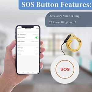 Caregiver Pager Wireless, Shinmax WiFi Smart APP Nurse Emergency Life Alert System Call Button for Elderly/Home/Patients/Disabled/School 1 Receiver+2 SOS Call Buttons (2.4GHz Wi-Fi Only)