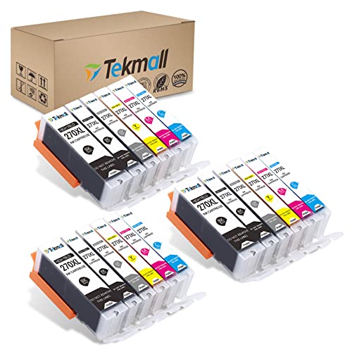 TekMall Compatible Ink Cartridges Replacement for PGI-270XL CLI-271XL Work with PIXMA TS9020 MG7720 TS8020 Printers 18Packs (3 Sets with Gray)