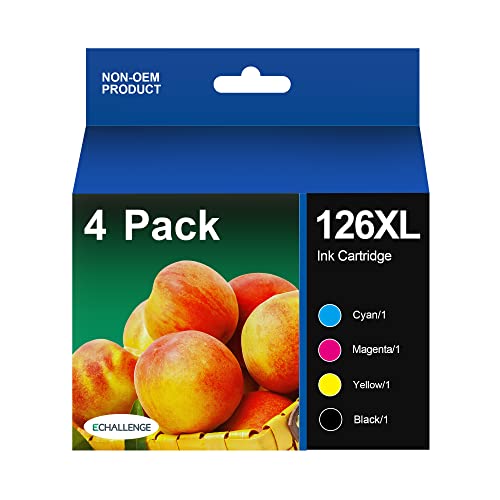 126XL 126 Ink Remanufactured Ink Cartridge Replacement for Epson 126 Ink T126 to use with Workforce 435 520 545 635 645 WF-3520 WF-3530 WF-3540 WF-7010 WF-7510 (Black Cyan Magenta Yellow, 4 Pack)