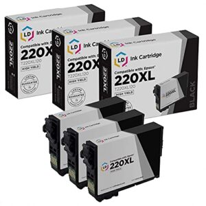 ld products remanufactured replacement for epson 220xl ink cartridges 220 xl t220xl120 high yield (black, 3-pack) for xp-320, xp 420, xp-424, workforce wf-2630, wf-2650, wf2660, wf-2750, wf-2760