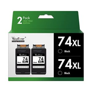 valuetoner remanufactured ink cartridge replacement for hp 74xl high yield ch623bn cb336wn for deskjet d4260 d4280 d4360 printer (2 black) 2 pack