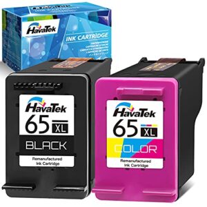 havatek remanufactured ink cartridge replacement for hp 65xl 65 xl for envy 5055 5052 5000 5058 5012 deskjet 2600 2622 2652 3722 3755 3752 2655 3720 2640 3723 amp 120 100 printer (1 black, 1 color)